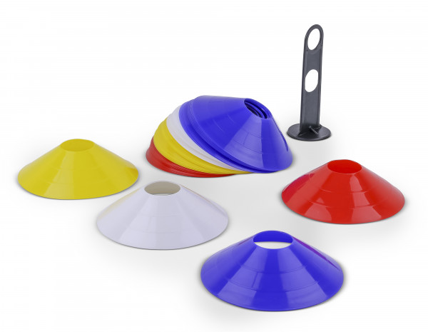 Sports Cones in a Set of 40 - Flat with Carrying Pole | HaeSt Sporting ...